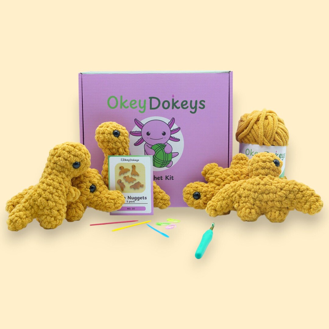 Crochet Dino Nuggets Kit – No-sew Amigurumi, Beginner DIY Craft Set ...