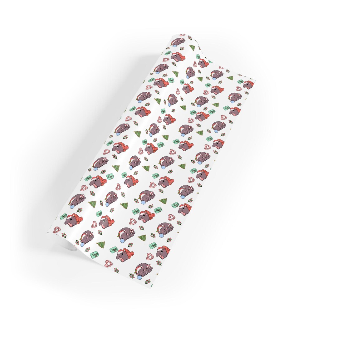 Moo Deng Pygmy Hippo Wrapping Paper Christmas Gift Wrap Paper Christmas ...
