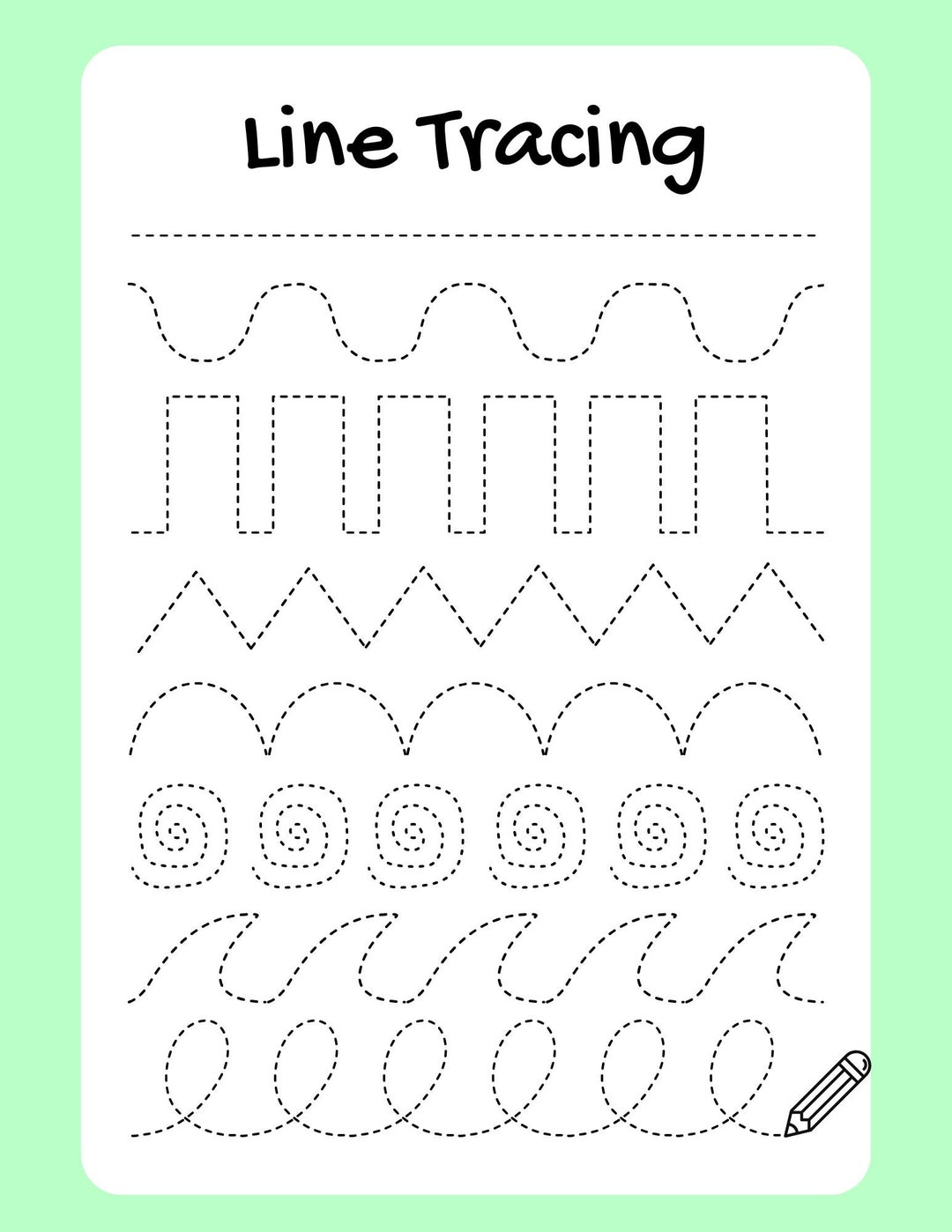 Line Tracing Worksheet PDF 1-page Download for Fine Motor Skills - Etsy