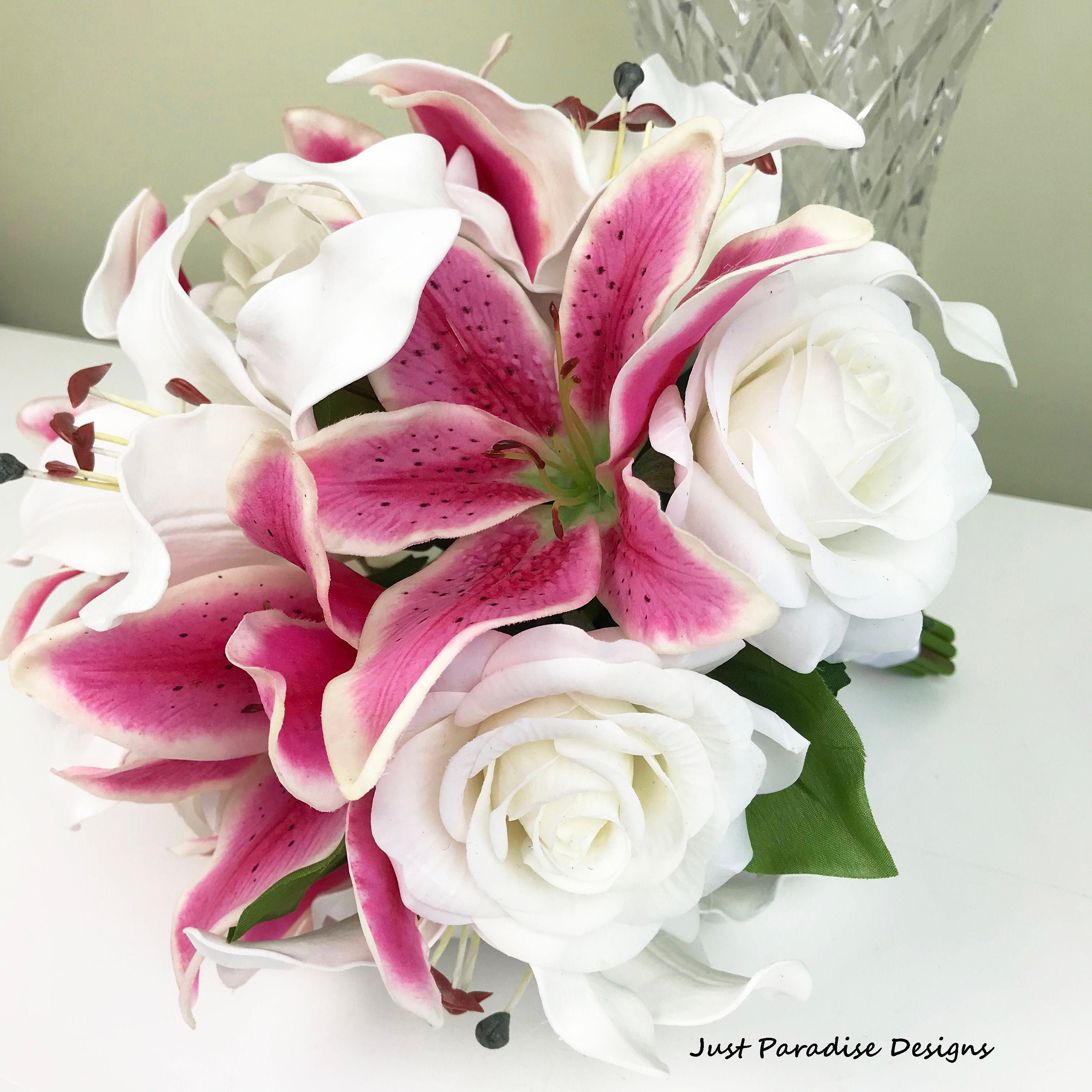 Wedding Bouquet Posy Style White Lily Stargazer LilyWhite | Etsy