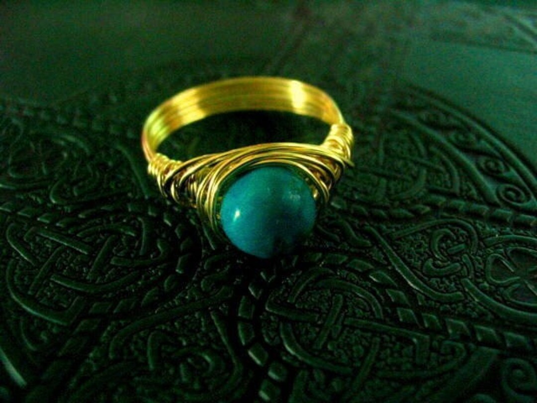 Blue Green Parrot Jasper Stone Ring Choose Your Size - Etsy