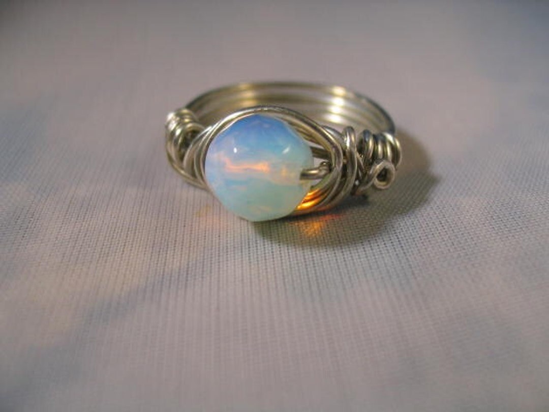 Opalite Ring, Choose Your Size and Metal, Opalite Jewelry, Custom Made Jewelry, Wire Wrap Rings ...
