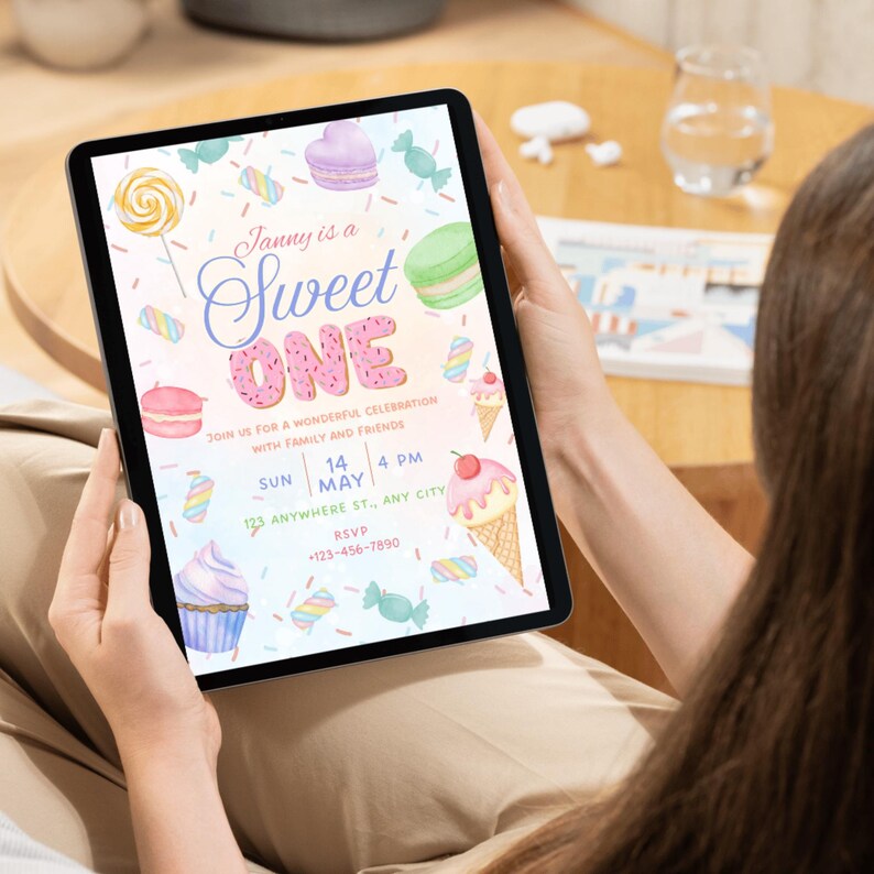 Editable Sweet One Birthday Invitation| 1st Birthday Girl Invitation ...
