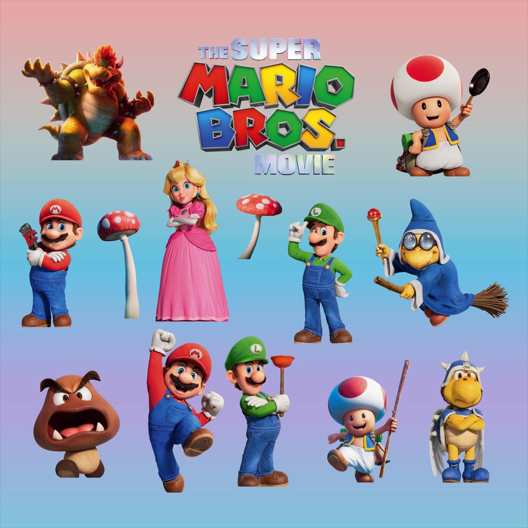 Super Mario Movie Characters PNG Digital Download - Etsy