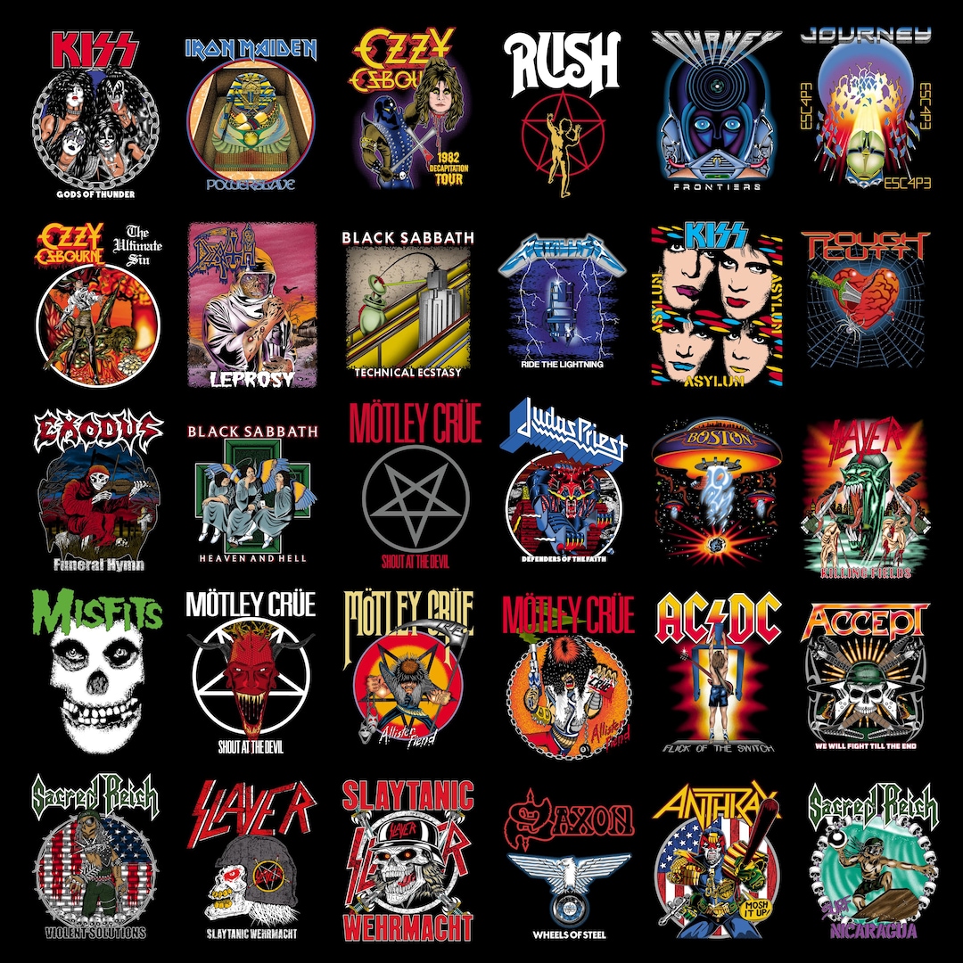 30 Classic Rock Band T-shirt Designs PNG Digital Download - Etsy