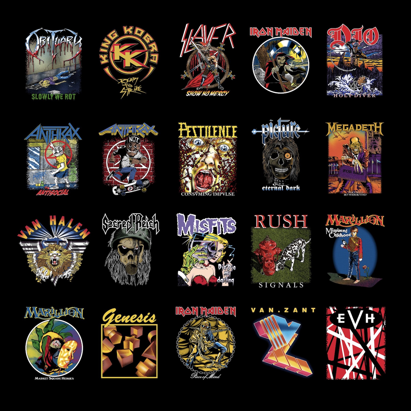 20 Classic Metal & Hard Rock Band T-shirt Designs PNG Digital Download ...