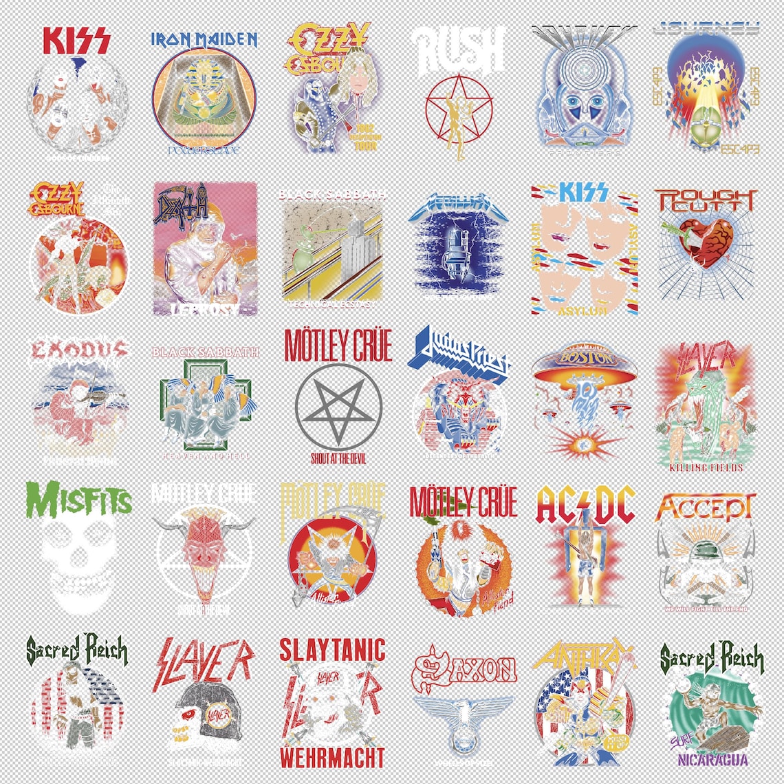 30 Classic Rock Band T-shirt Designs PNG Digital Download - Etsy