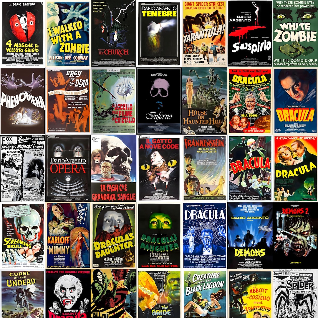 35 Vintage Horror Movie Posters PNG Digital Download - Etsy