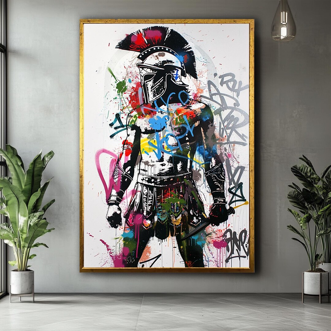 Wooden Gladiator Wall Art Mid Century Modern Art Gladiator Painting ...