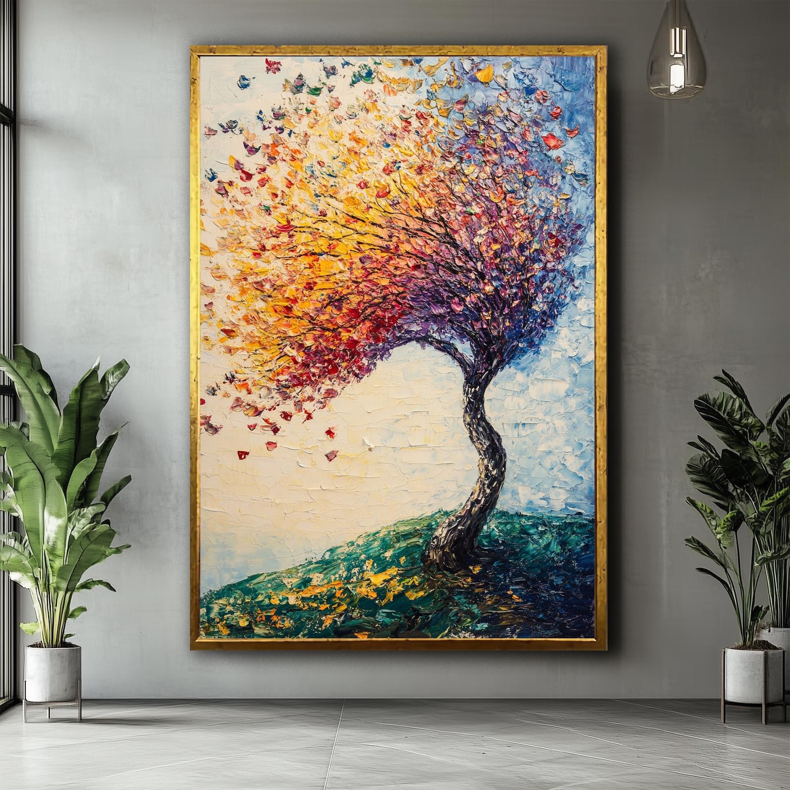 Large Tree Art, Tree Wall Art,tree Oil Painting on Canvas Wall Art ...