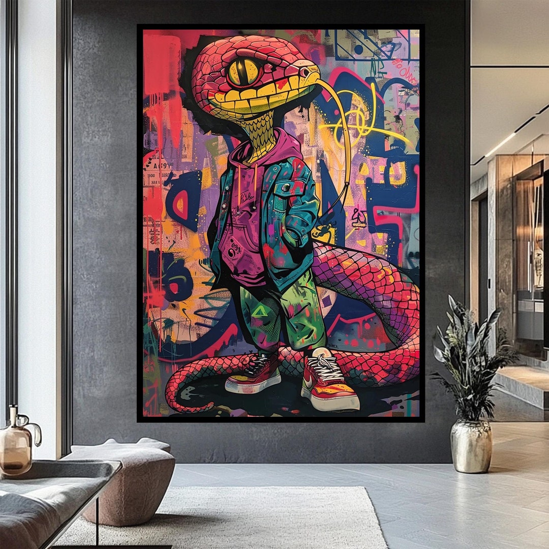 Urban Snake Graffiti Art Print: Vibrant Pop Art Canvas - Etsy