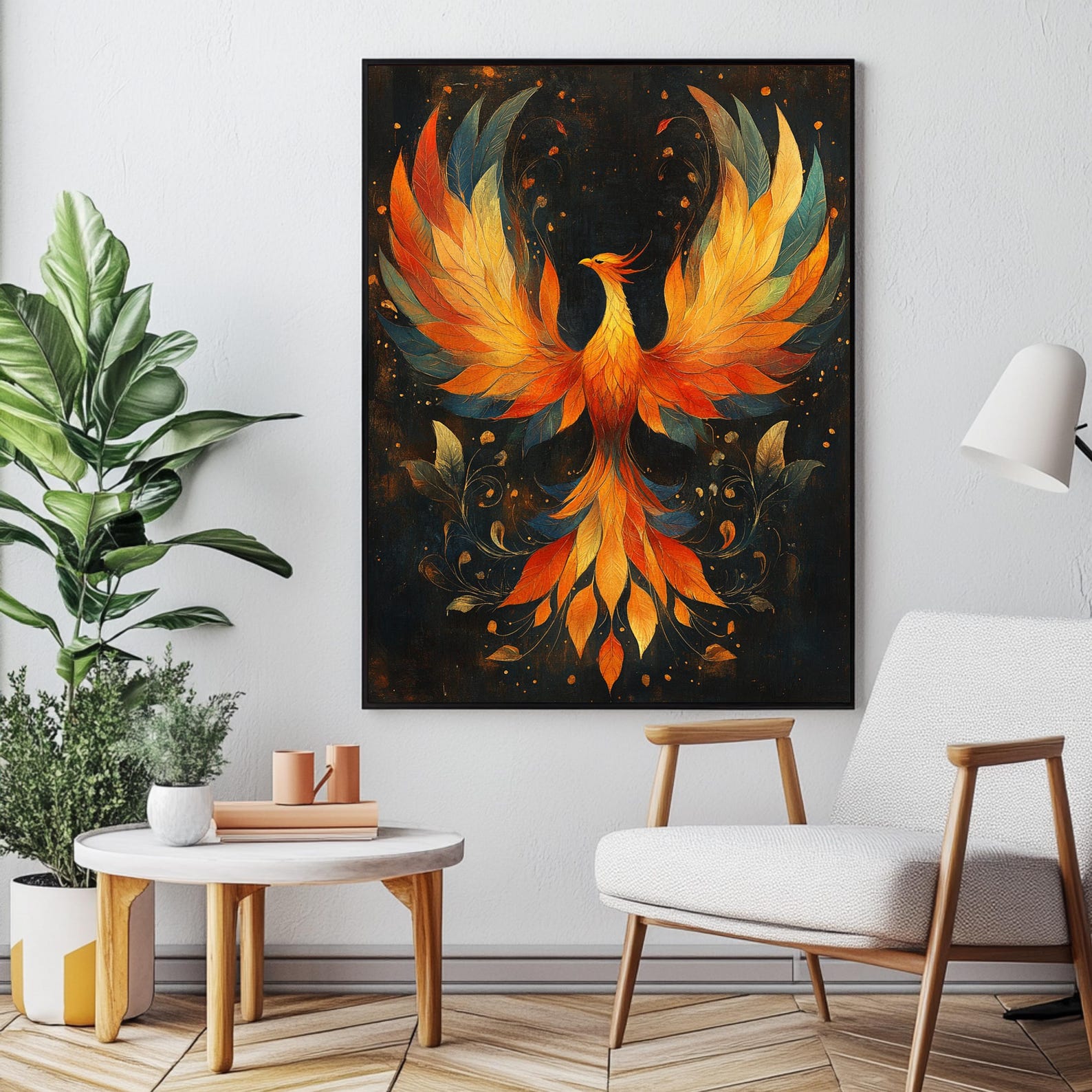 Framed Phoenix Art, Bird Wall Decor, Bird Wall Art, Spiritual Art ...