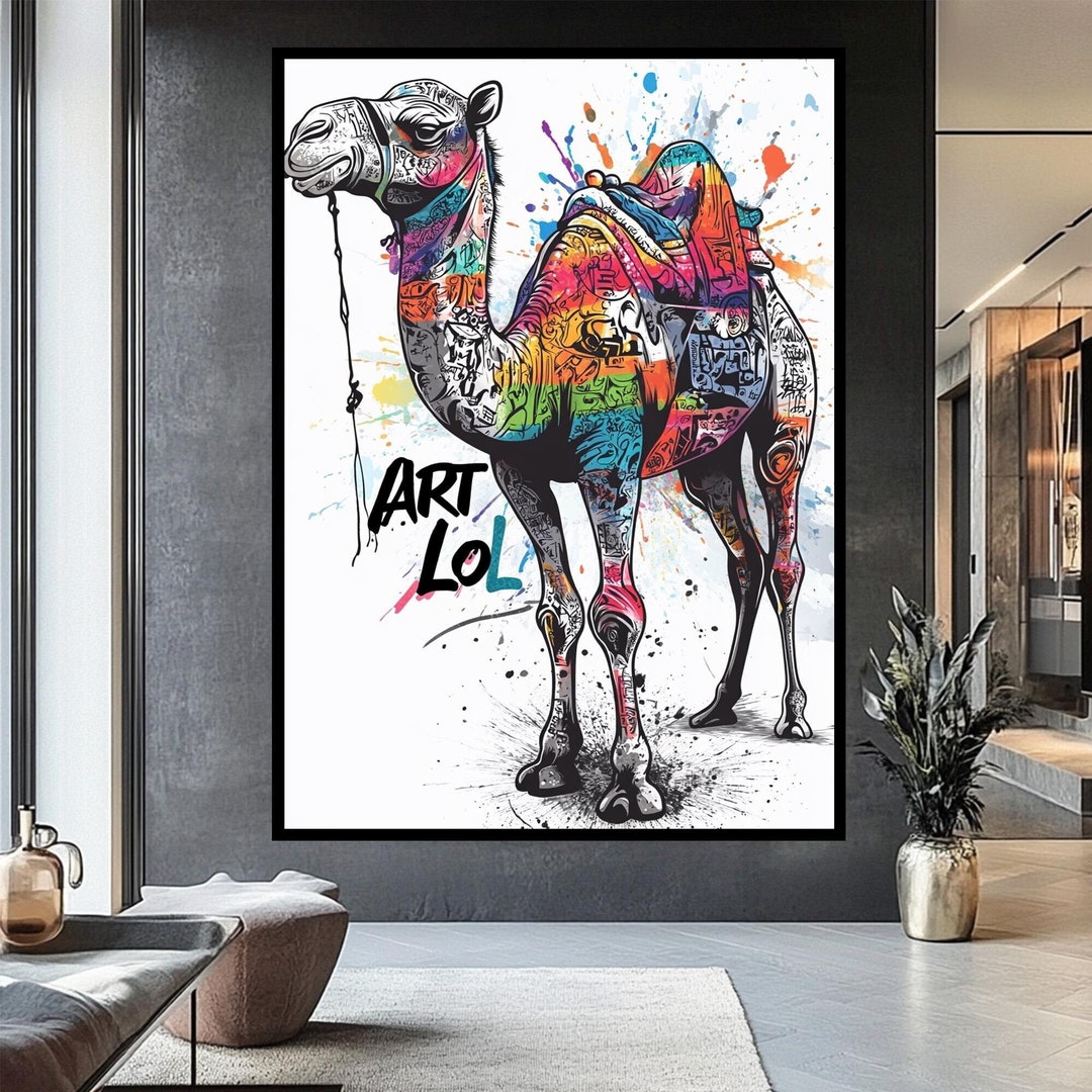 Large Camel Art Print, Desert Camel Wall Art, Camel Painting, Animal ...