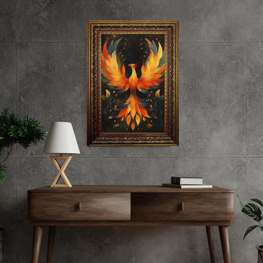 Framed Phoenix Art, Bird Wall Decor, Bird Wall Art, Spiritual Art ...