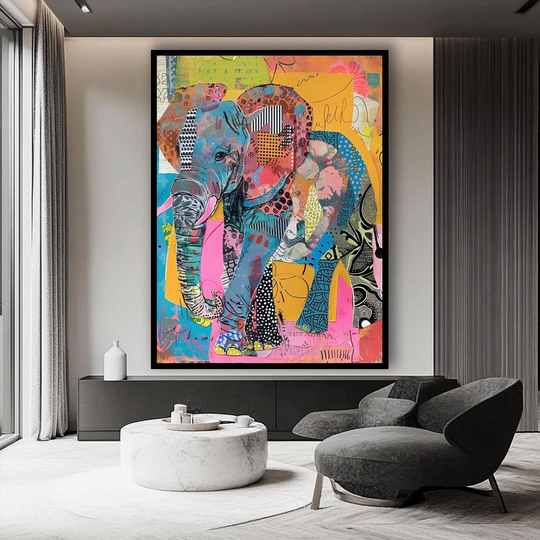 Elephant Wall Decor, Colorful Elephant, Elephant Nursery Canvas Wall ...