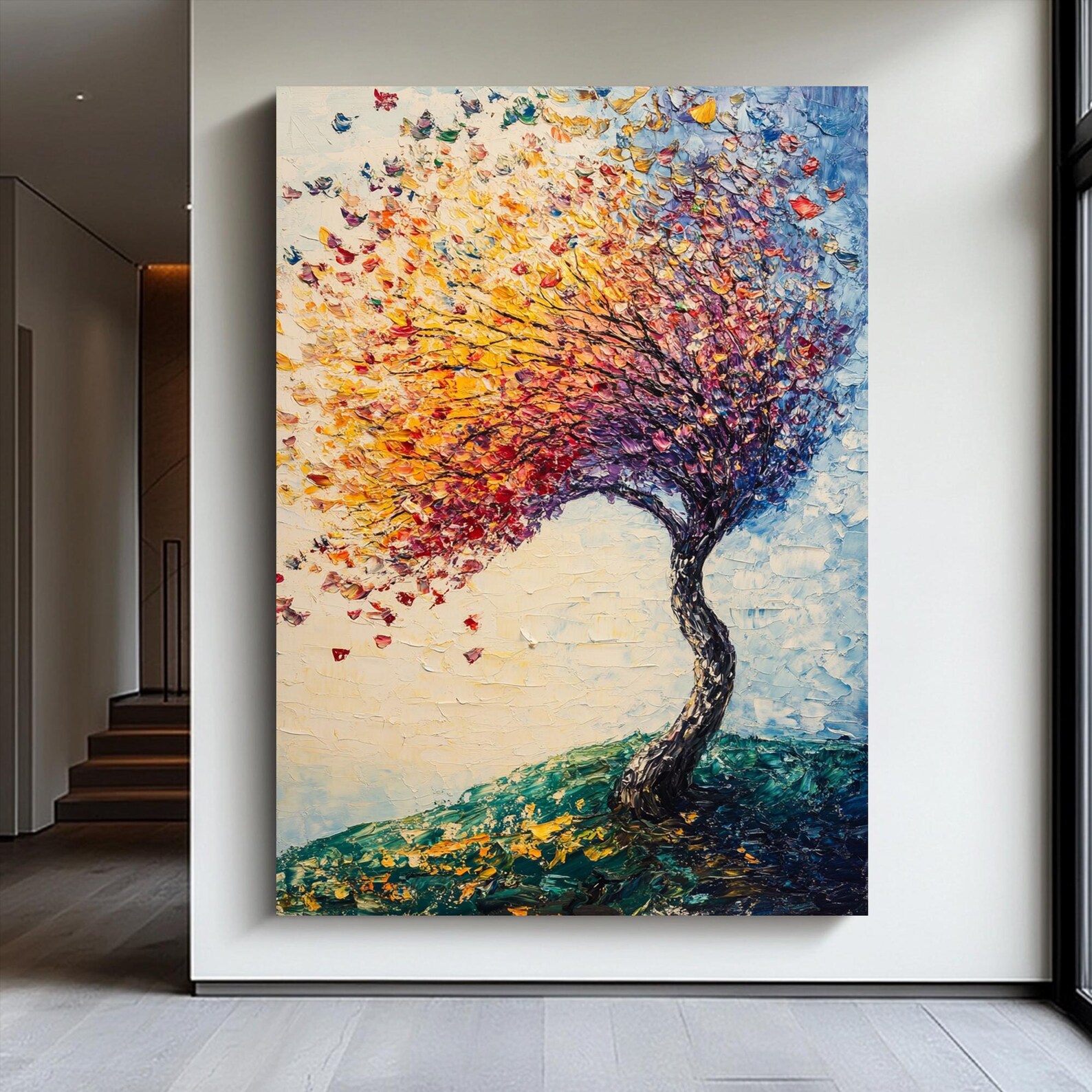 Large Tree Art, Tree Wall Art,tree Oil Painting on Canvas Wall Art ...