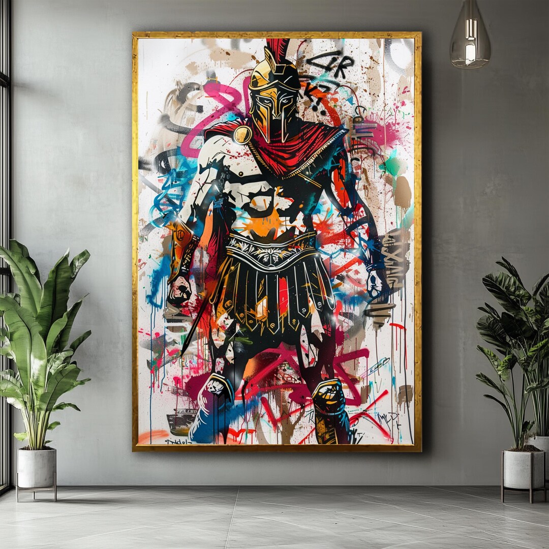 Graffiti Gladiator Wall Art, Gladiator Painting, Mid Century Modern Art ...