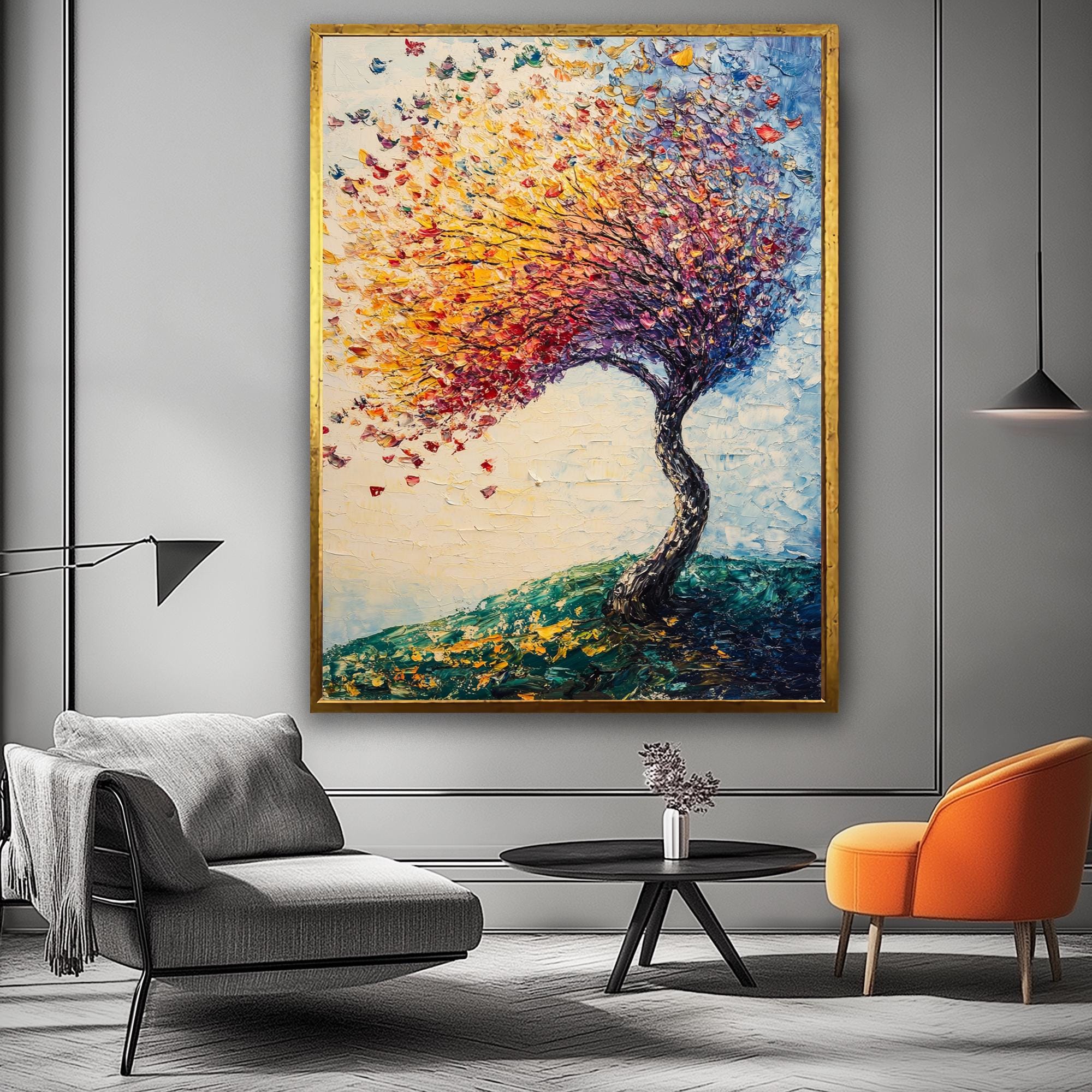 Large Tree Art, Tree Wall Art,tree Oil Painting on Canvas Wall Art ...
