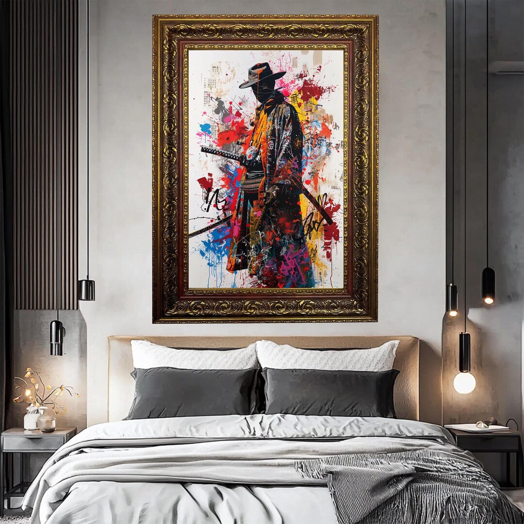 Large Framed Samurai Wall Art, Japanese Warrior Decor, Samurai Artwork ...
