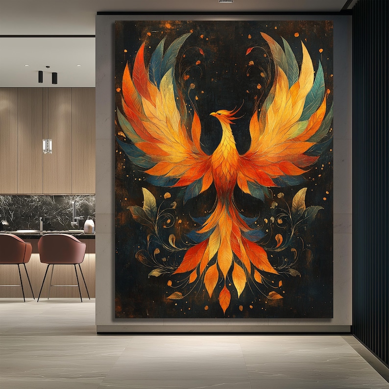 Framed Phoenix Art, Bird Wall Decor, Bird Wall Art, Spiritual Art ...