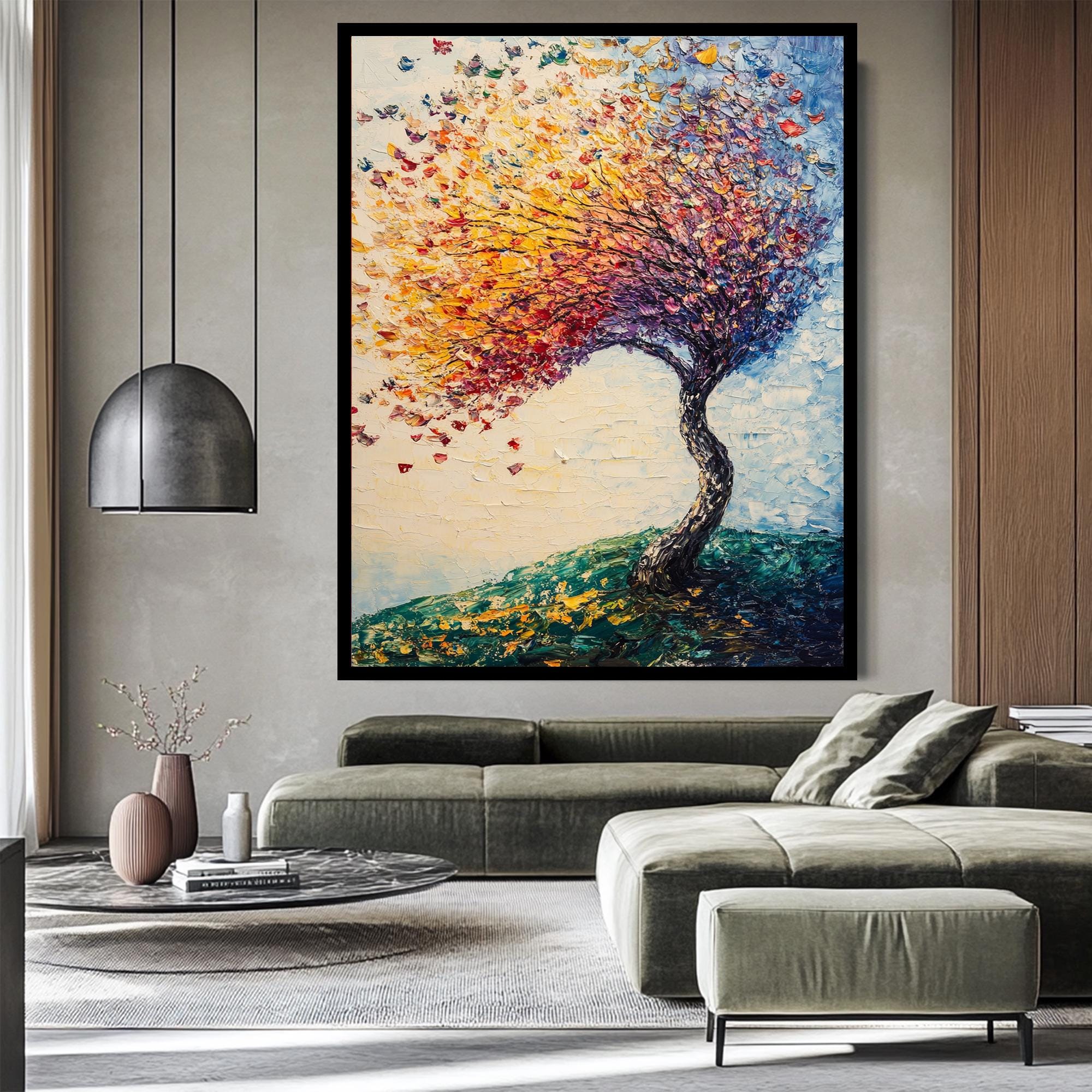 Large Tree Art, Tree Wall Art,tree Oil Painting on Canvas Wall Art ...