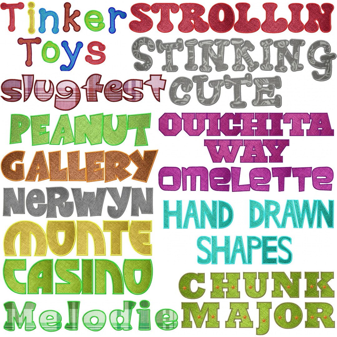 Applique Embroidery Font Bundle, Classic Script Embroidery Font, BX ...