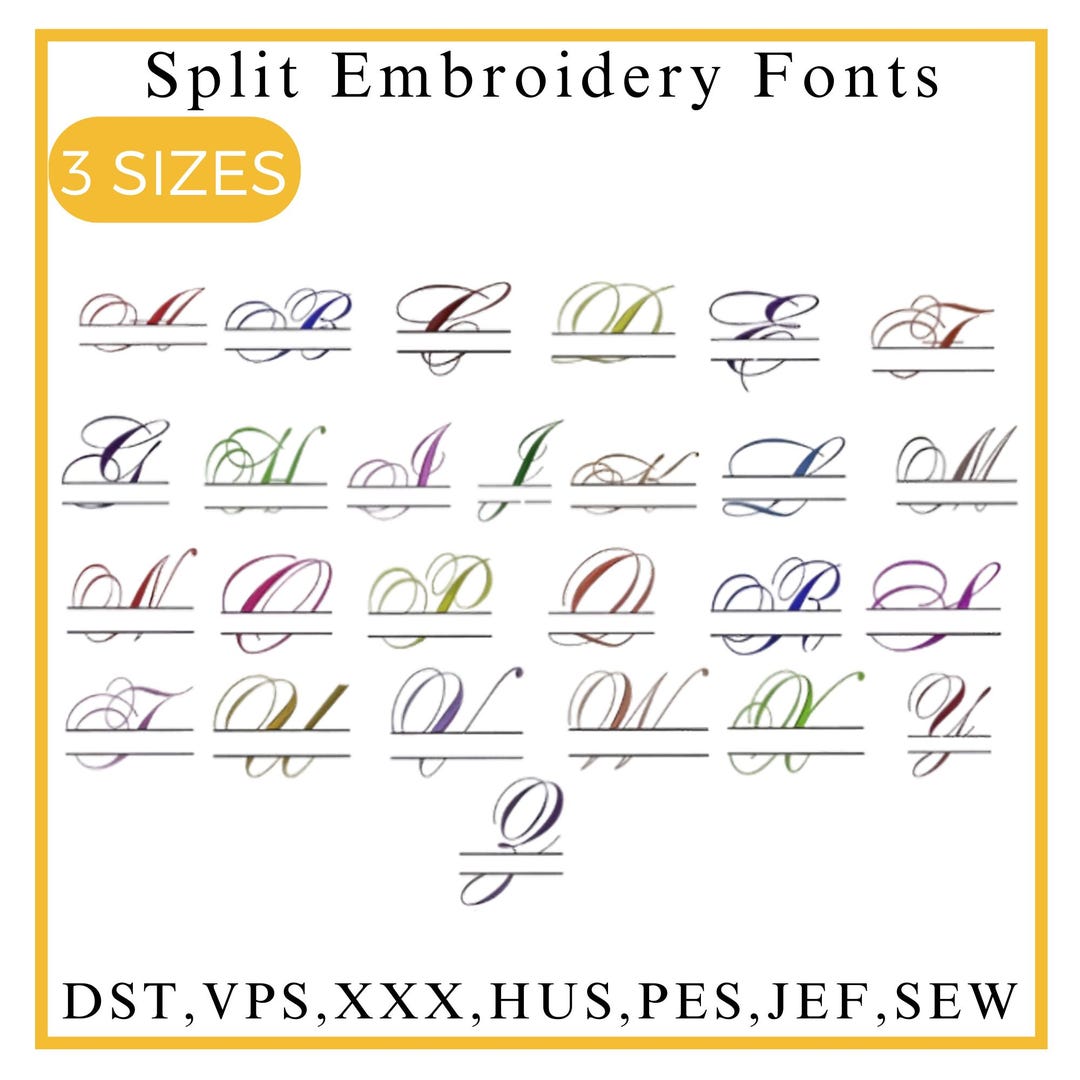 Split Monogram Embroidery Font, Script Font Embroidery, BX Embroidery ...