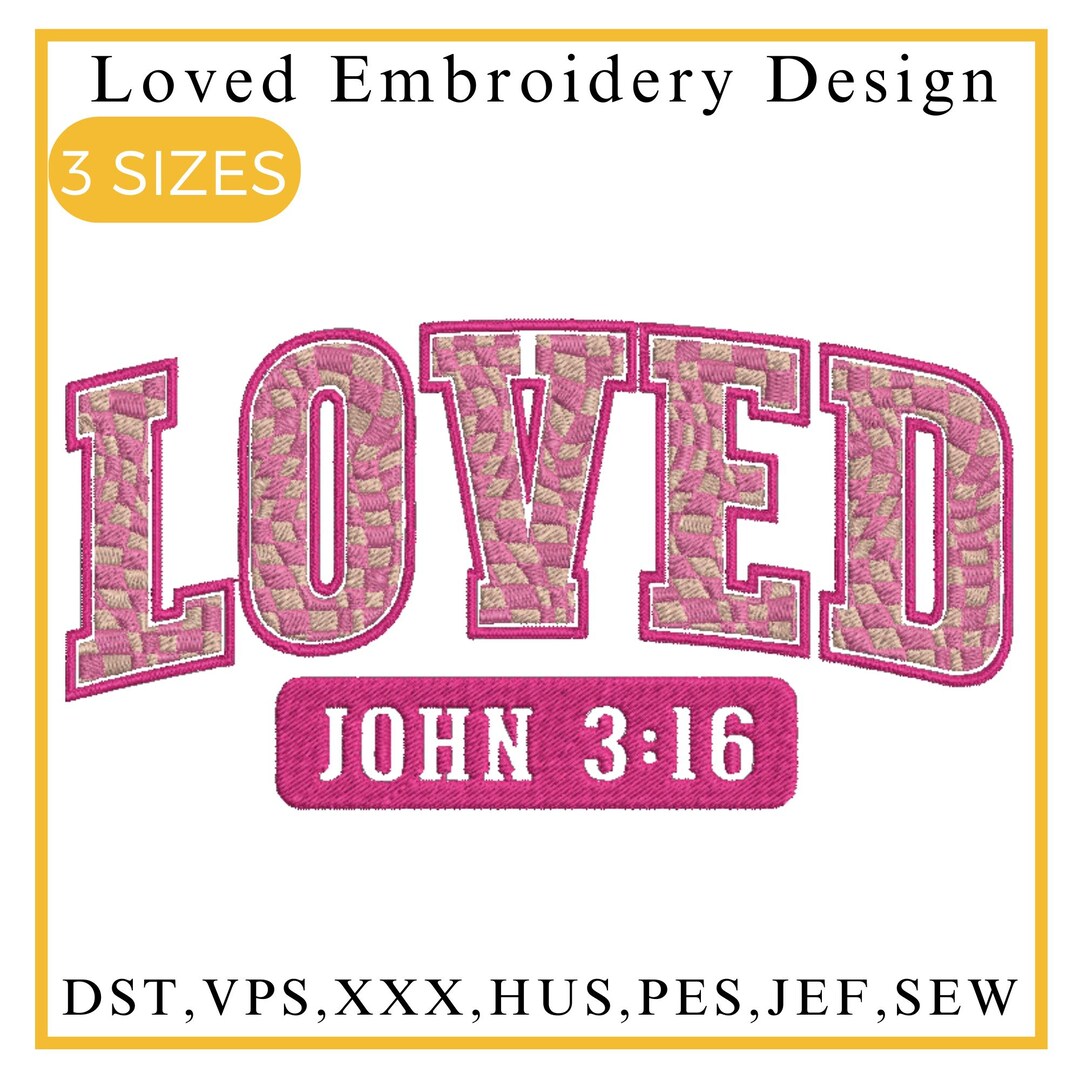 Loved Embroidery Design, Love Embroidery, Valentine Embroidery, Heart ...