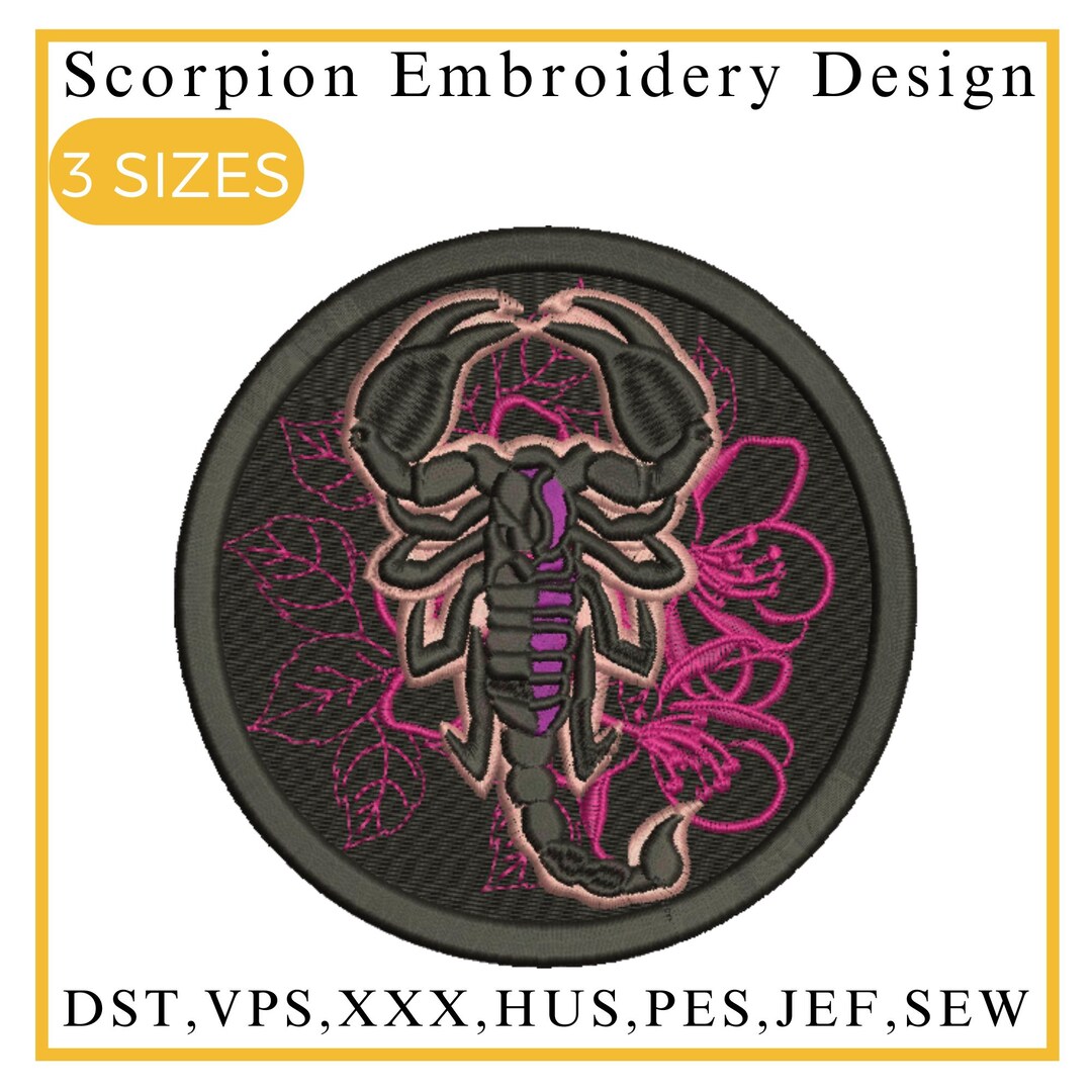Scorpion Embroidery Design, 3D Scorpion Embroidery, Realistic Scorpio ...