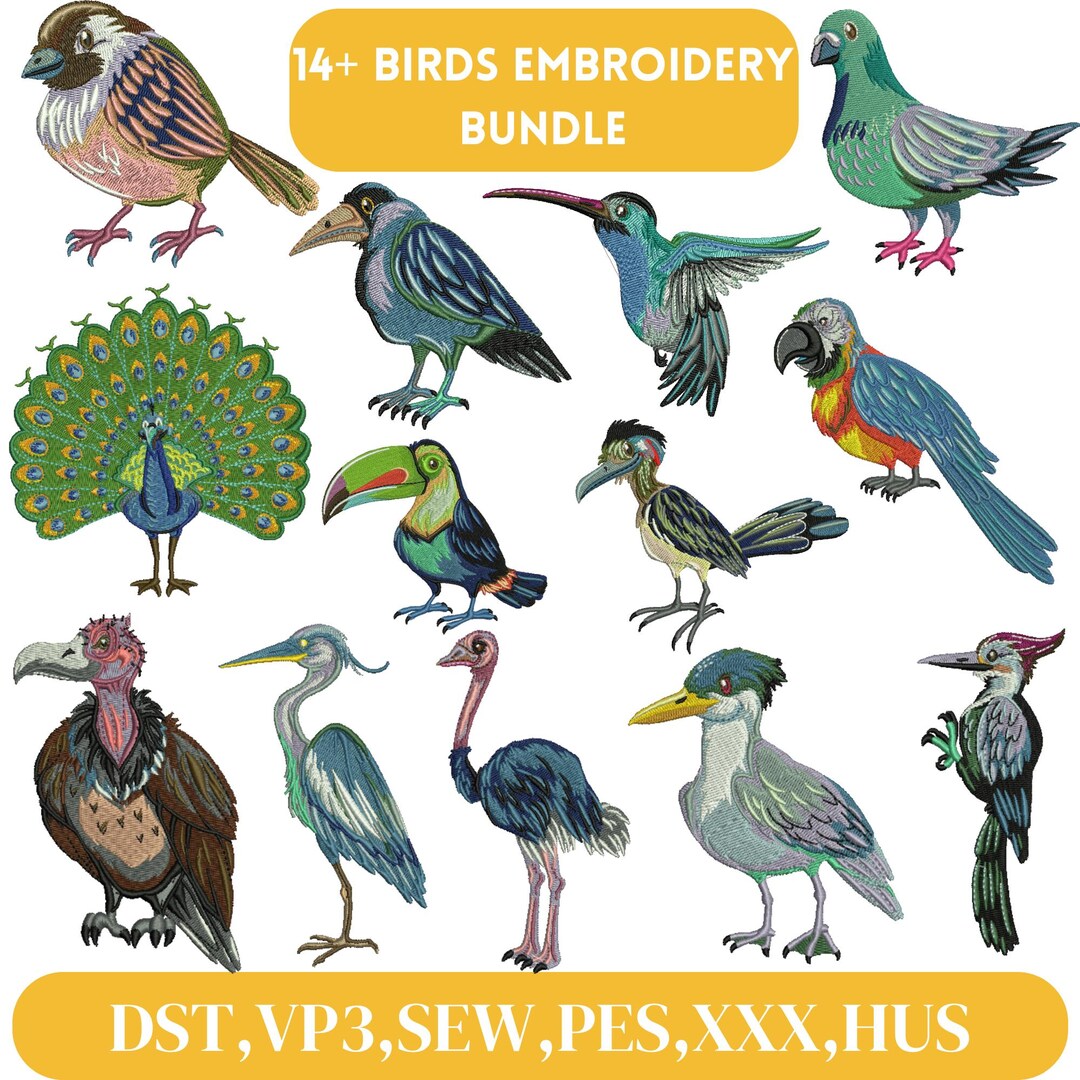 Bird Embroidery Design, Cute Bird Embroidery, All Birds Embroidery ...