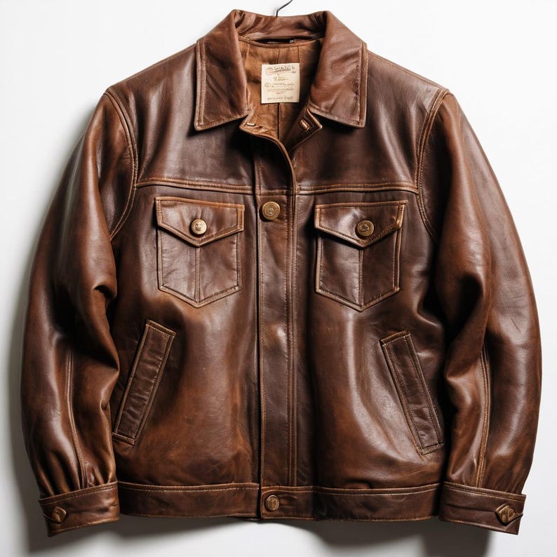 Vintage Unisex Brown Leather Jacket, Handmade Leather Jacket, Timeless ...