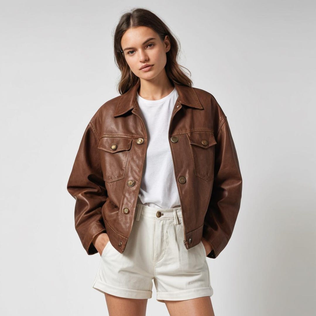 Vintage Unisex Brown Leather Jacket, Handmade Leather Jacket, Timeless ...