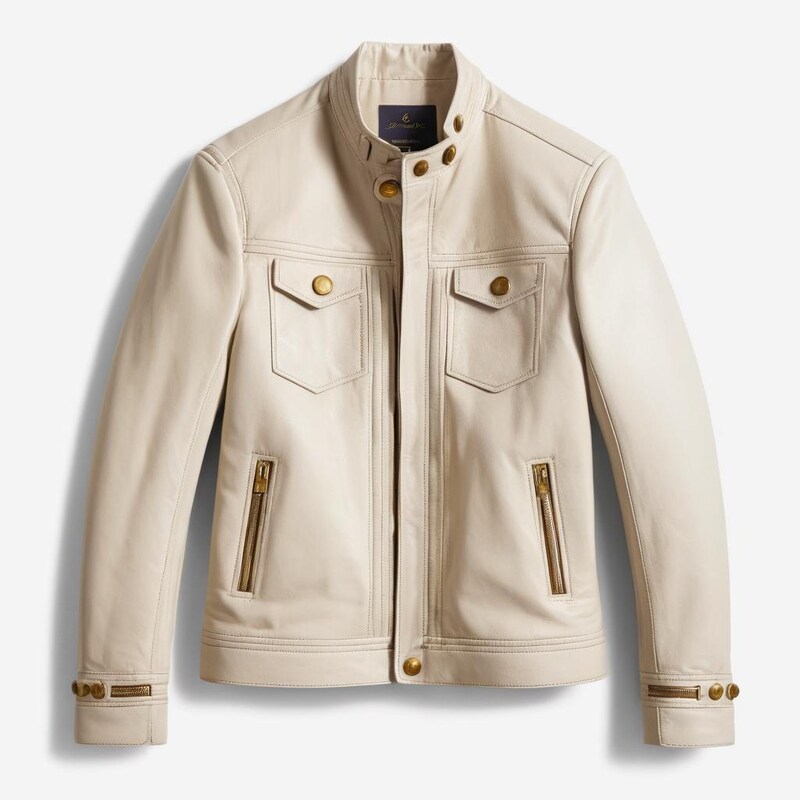Cream Leather Jacket - Etsy