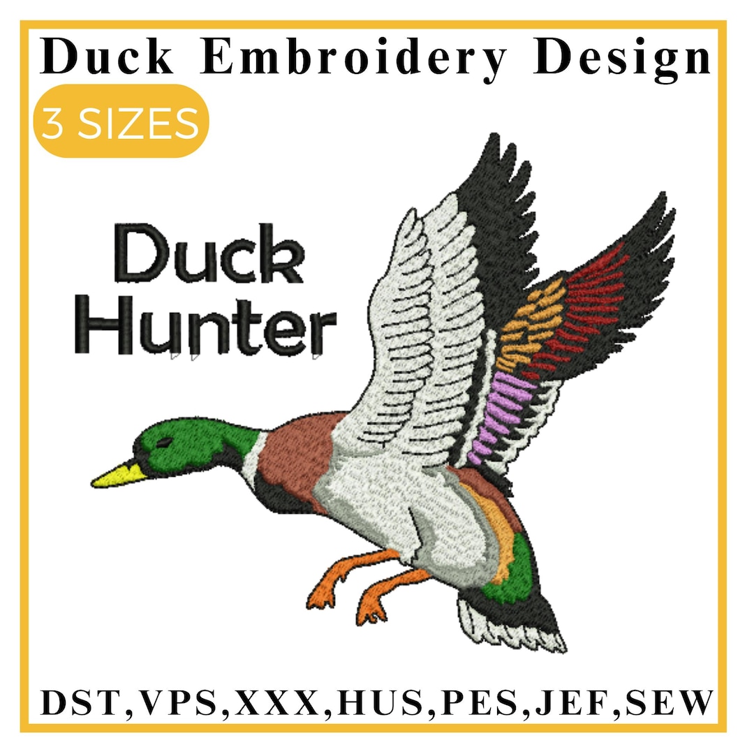 Duck Embroidery Design, Mallard Duck Embroidery, Duck Hunting ...