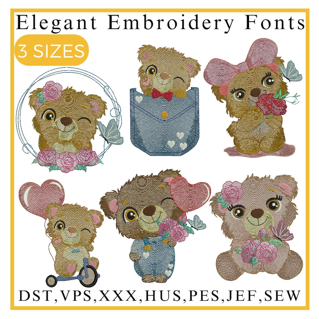 Teddy Bear Embroidery Design, Cute Teddy Bear Embroidery, Baby Teddy ...