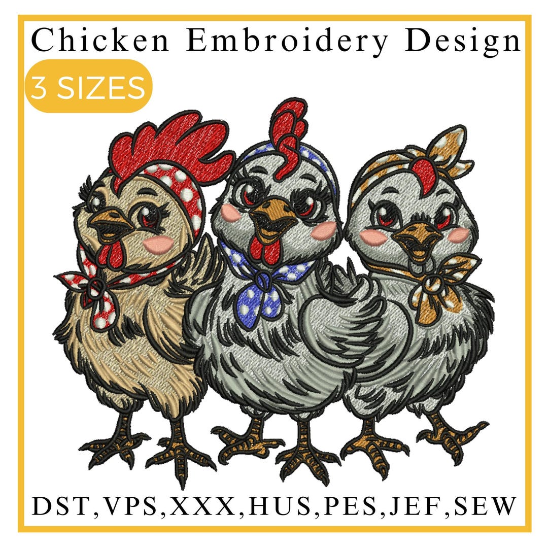Funny Crazy Chicken Embroidery Design, Crazy Bird Embroidery, Crazy ...