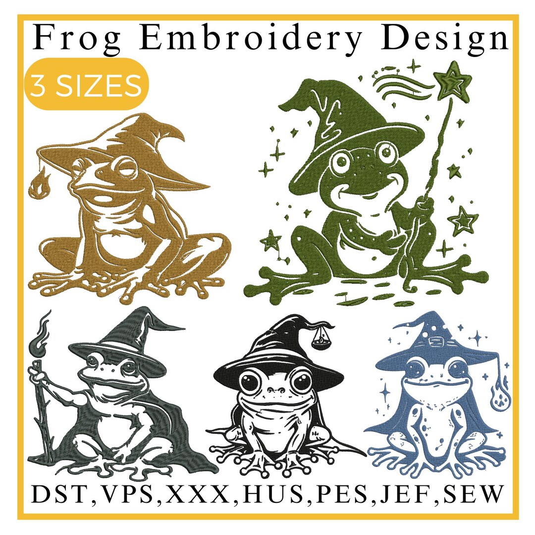 Frog Embroidery Design, Baby Frog Embroidery, Mini Frogs Embroidery ...