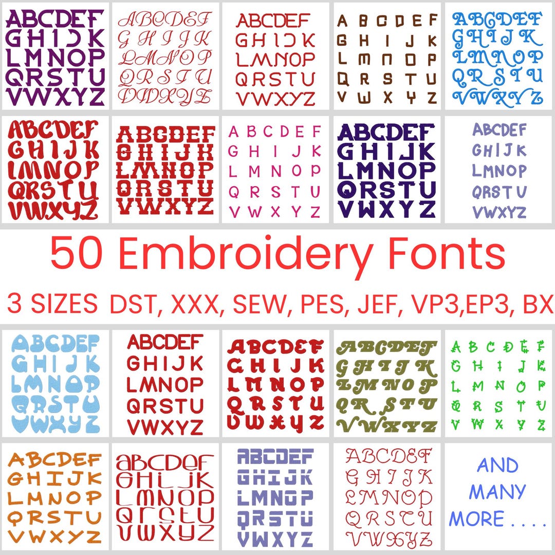 Embroidery Font Bundle, Classic Script Embroidery Font, BX Font for ...