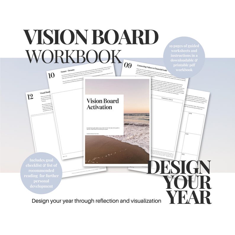 2025 Digital Vision Board, Goal Setting Worksheet, Habit Planner, Dream ...