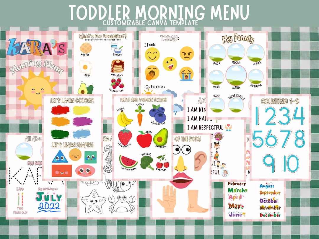 Toddler Morning Menu - Printable - Editable & Customizable Canva ...