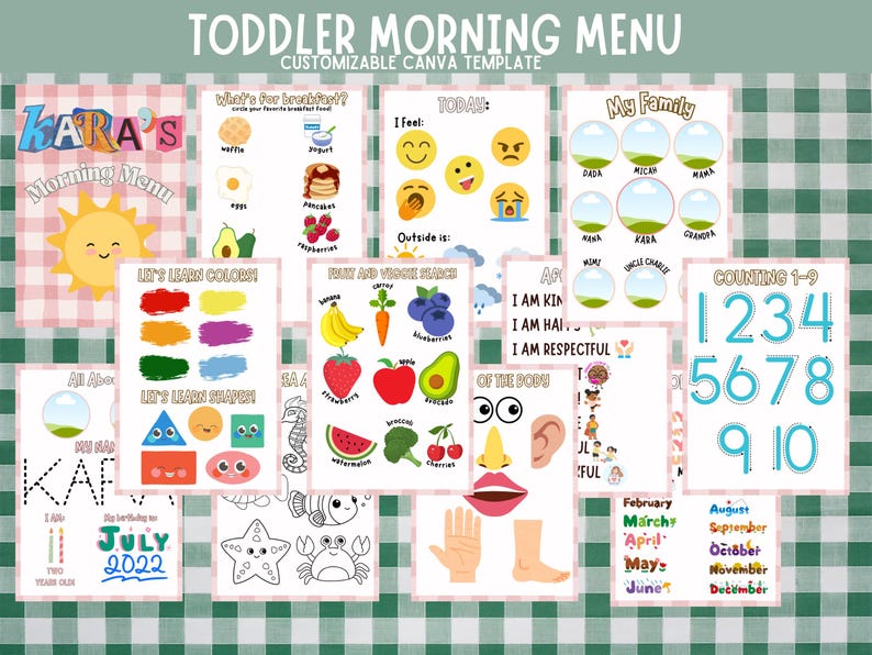 Toddler Morning Menu - Printable - Editable & Customizable Canva ...