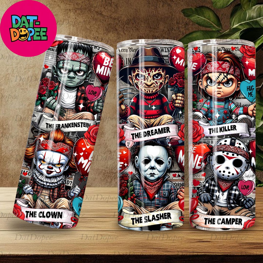 Cholo Heart Valentine Horror 20oz Tumbler Wrap, Movie Friends Valentine ...