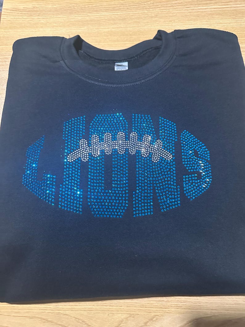 Detroit Lions Football Rhinestone Game Day Sweater - Etsy