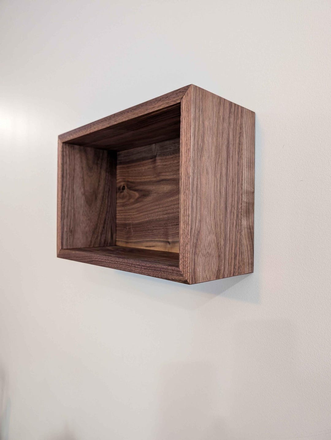 Handcrafted Walnut Bookshelf With Mitered Corners - Floating Wall Shelf ...