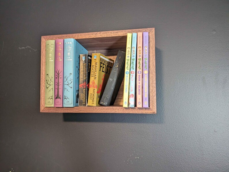 Handcrafted Walnut Bookshelf With Mitered Corners - Floating Wall Shelf ...