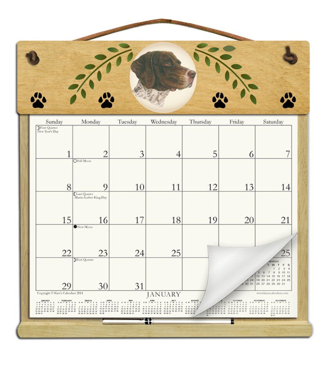 German Shorthair Pointer Wooden Calendar Holder Filled With a 2026 ...