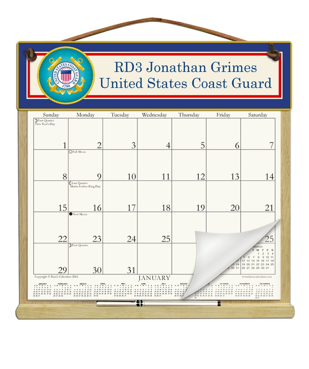 Personalized U S COAST GUARD Calendar Filled With a 2026 Calendar and ...