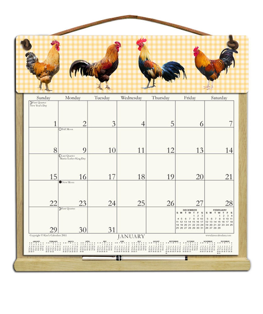 Wooden Calendar Holder Filled With a 2026 Calendar and Includes an ...