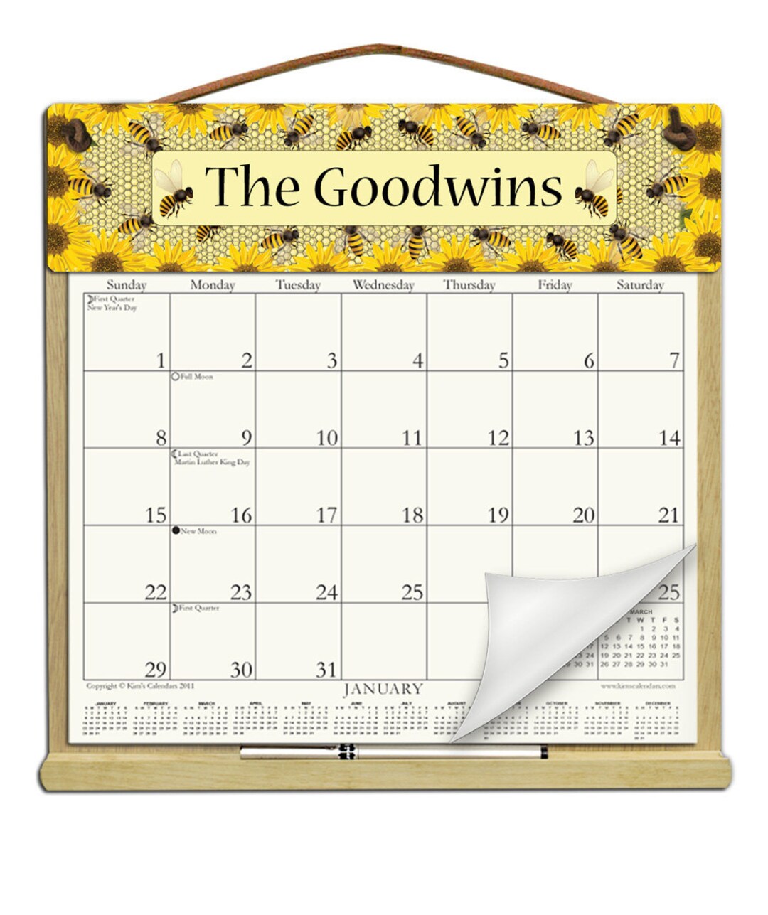 Personalized BEES Calendar Holder Filled With the Rest of 2025 and 2026 ...