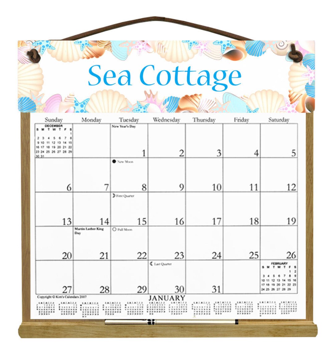 Personalized Sea Shells Calendar Holder Filled With a 2026 Calendar and ...